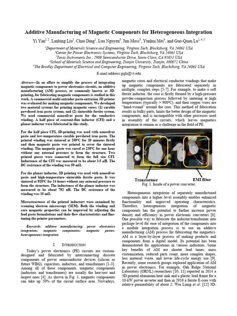 Additive Manufacturing of Magnetic Components For Heterogeneous ...