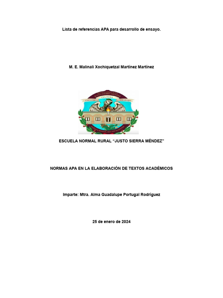 Lista de Referencias APA para Desarrollo de Ensayo | PDF | Pensamiento ... Lista de Referencias APA para Desarrollo de Ensayo | PDF | Pensamiento ...