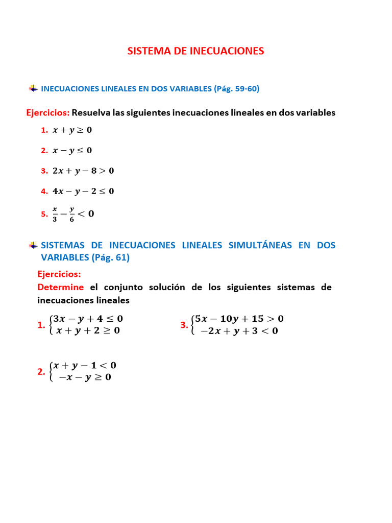 Práctica de Sistemas de Inecuaciones | PDF