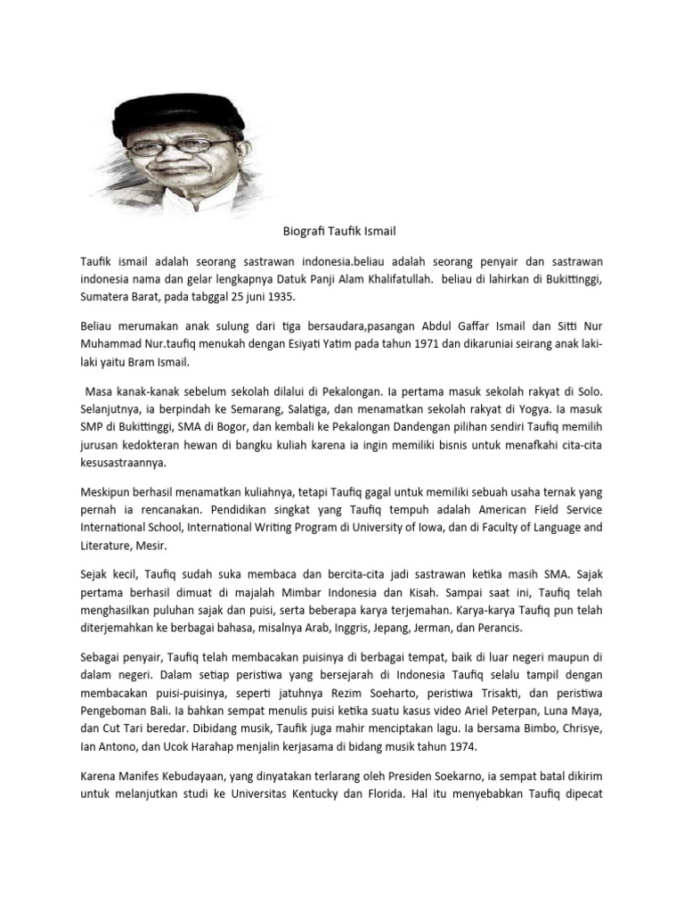 Biografi Singkat Taufik Ismail | PDF | Fiksi Umum