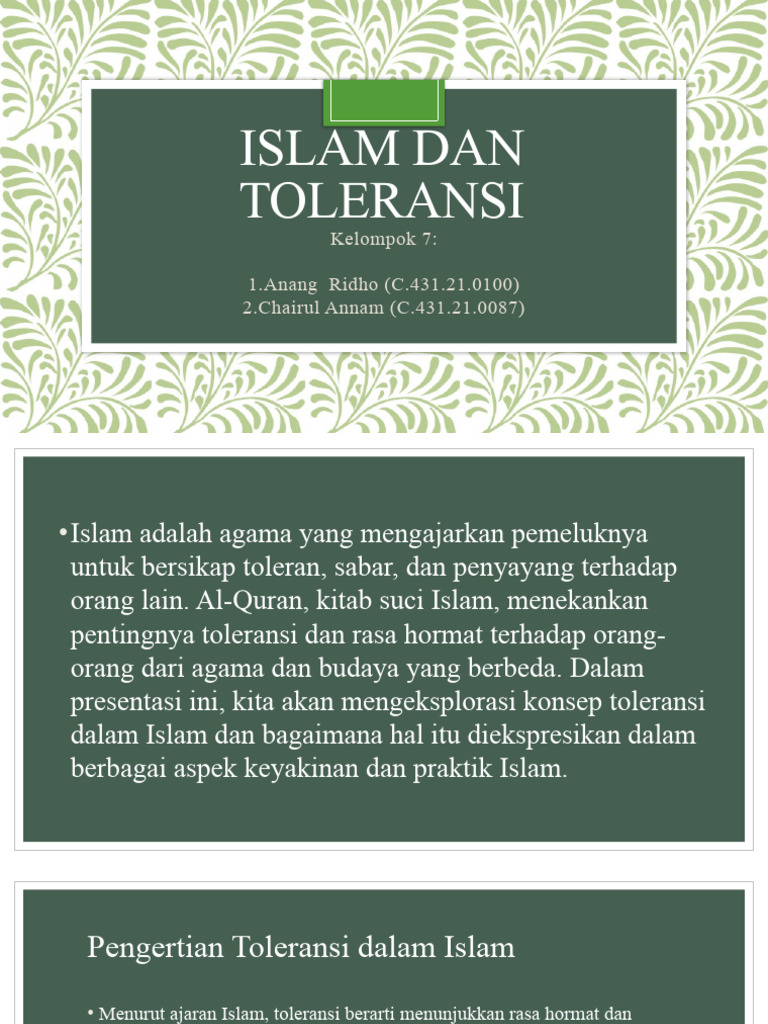 Toleransi dalam Ajaran Islam | PDF | Agama & Spiritualitas