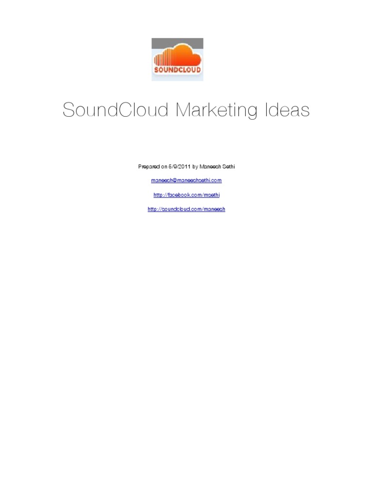 Sound Cloud Marketing Ideas | PDF | Facebook | Advertising