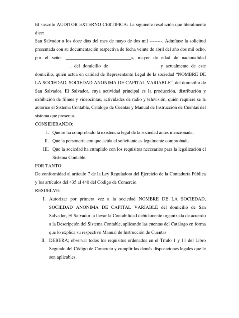 El Suscrito Auditor Externo Certifica La | PDF | Contabilidad | Estado ...