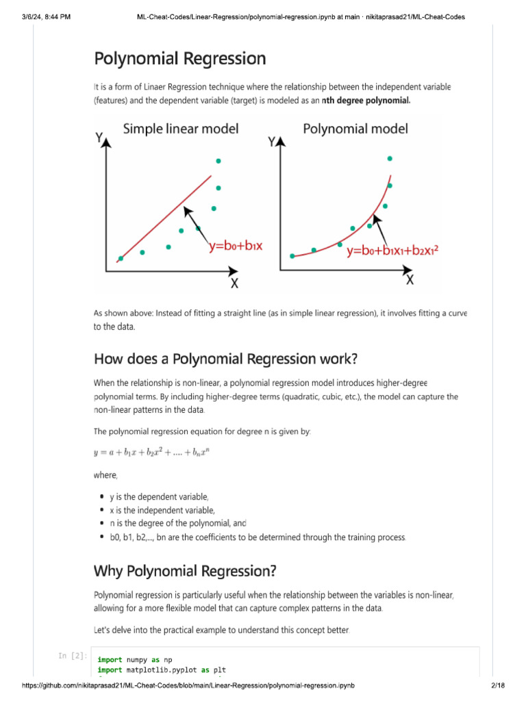 Nikita Prasad Polynomial Regression Basics 1710359781 | PDF