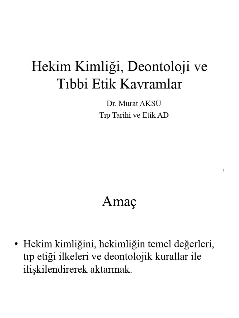 Hekim Kimligi, Deontoji | PDF