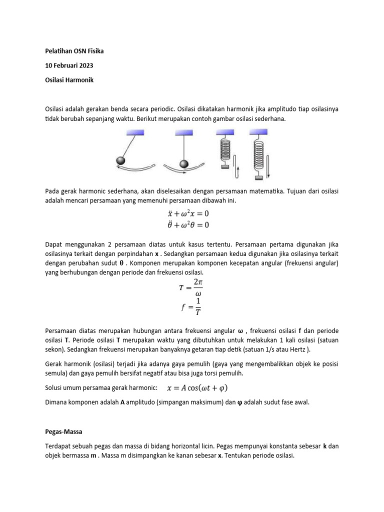 Pelatihan OSN Fisika Osilasi | PDF | Filsafat | Sains & Matematika