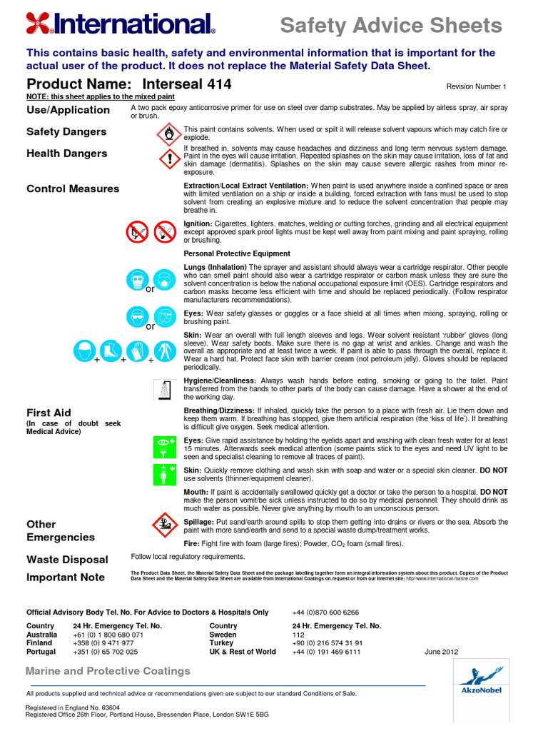 Interseal 414 | PDF | Paint | Solvent