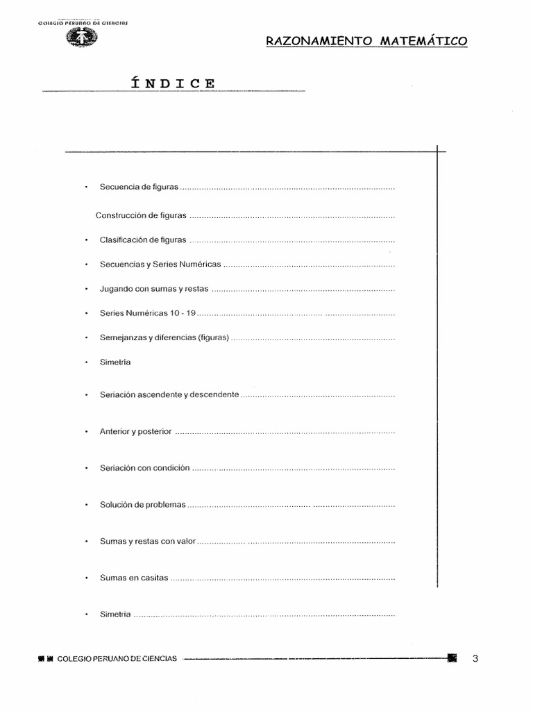 Colegio Peruano de Ciencias - Raz. Matemática 1ero Primaria | PDF