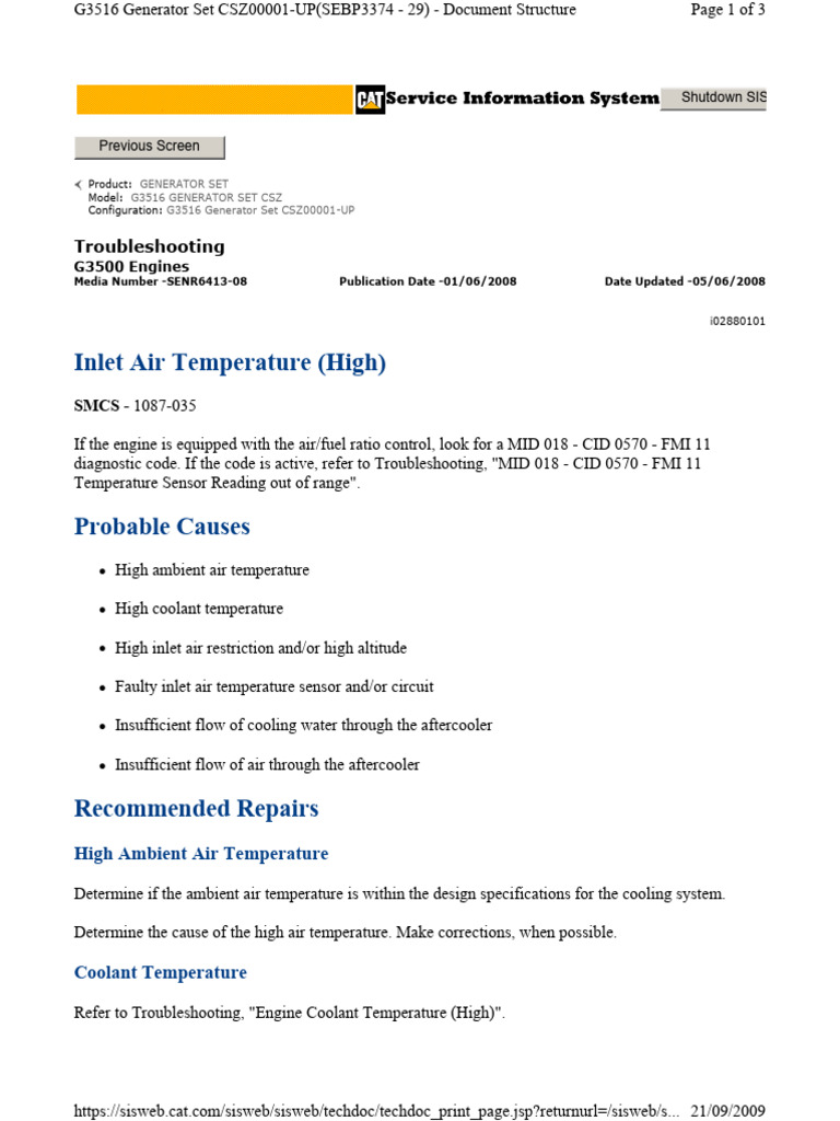 Inlet Air Temperature - High | PDF | Coolant | Engineering