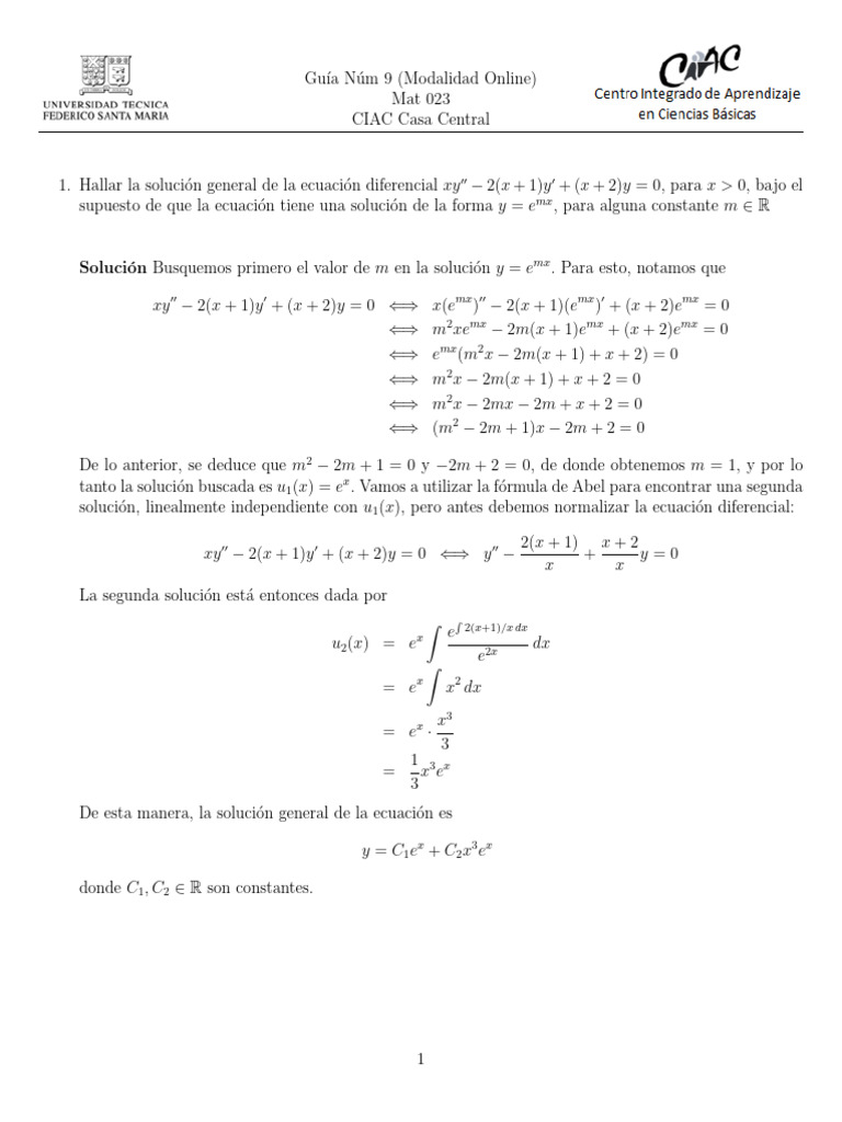 Pauta 9 - (Formula de Abel, Convolucion, Transformada de Laplace) | PDF ...
