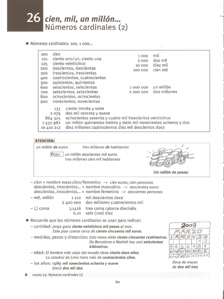 Números Cardinales 100 - 1000 Etc | PDF