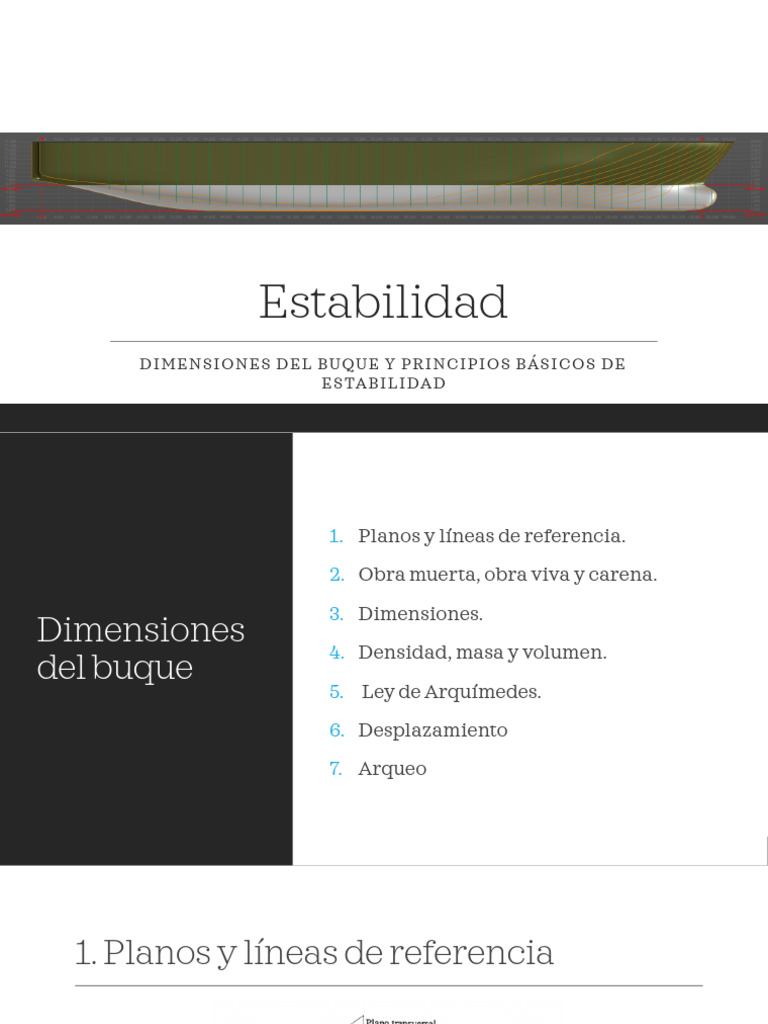 Estabilidad y Dimensiones del Buque | PDF | Embarcación | Arquitectura naval