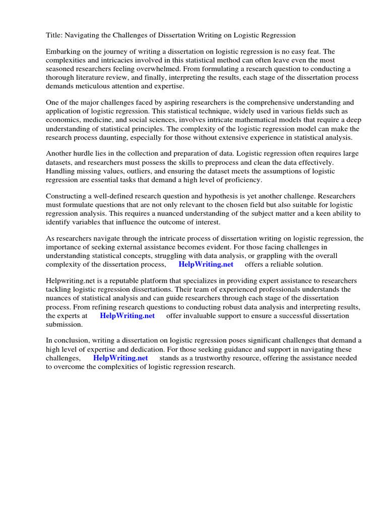 Dissertation Logistic Regression Pdf Logistic Regression Linear Regression 