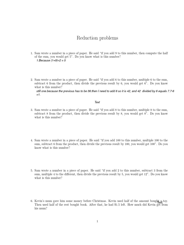 Reduction Problems | PDF