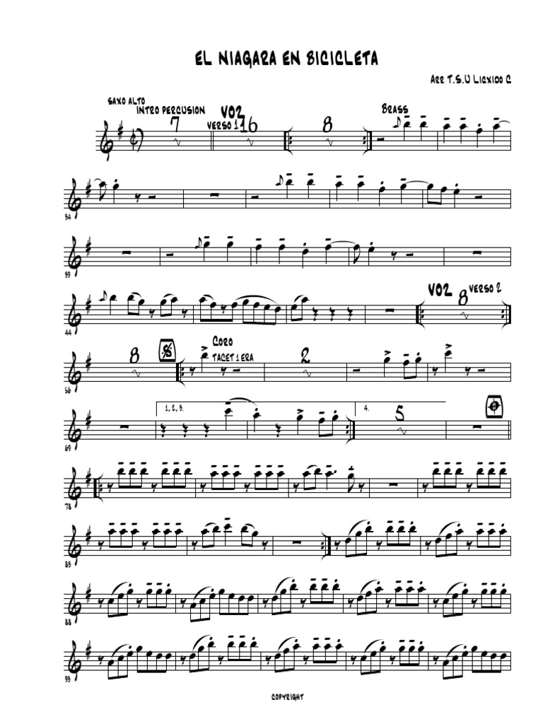 El Niagara en Bicicleta Rafael Tambora - Alto Sax. | PDF