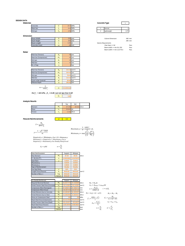 Concrete Beam Design Specifications | PDF | Beam (Structure) | Concrete