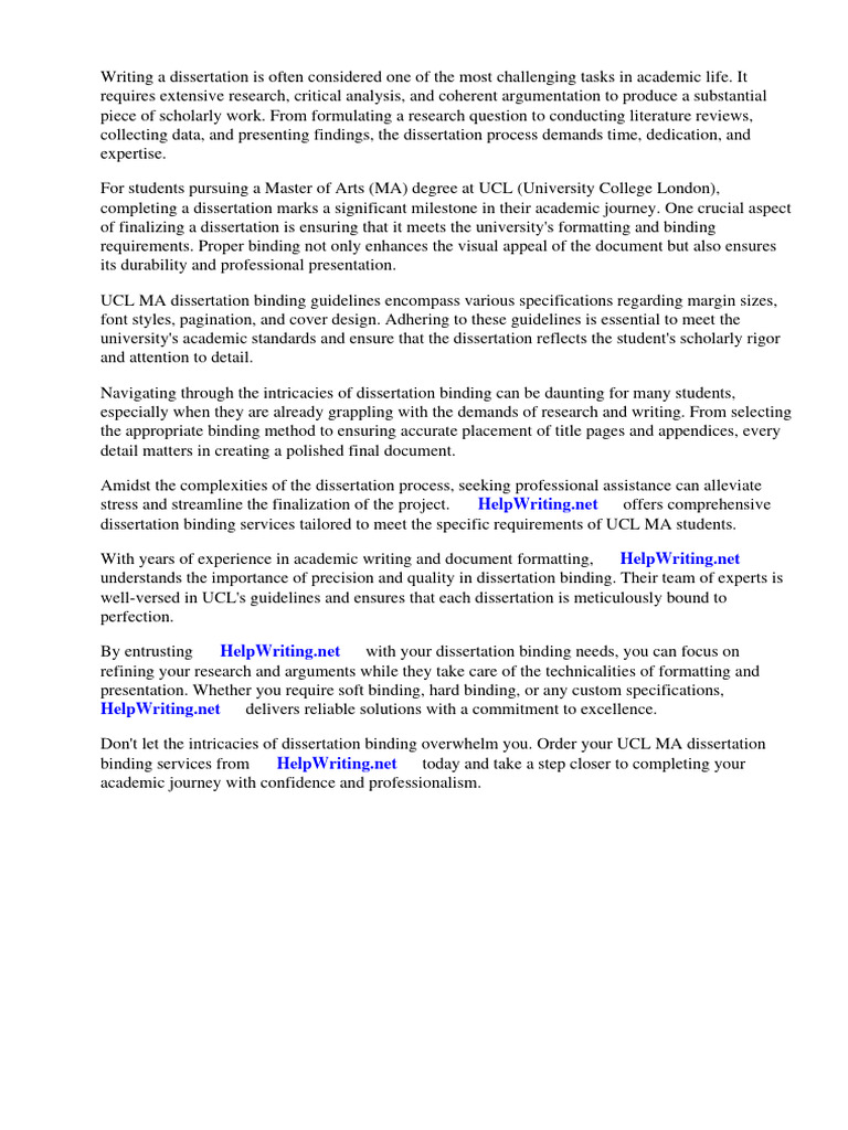 UCL MA Dissertation Binding Guide | PDF | Thesis | Bookbinding