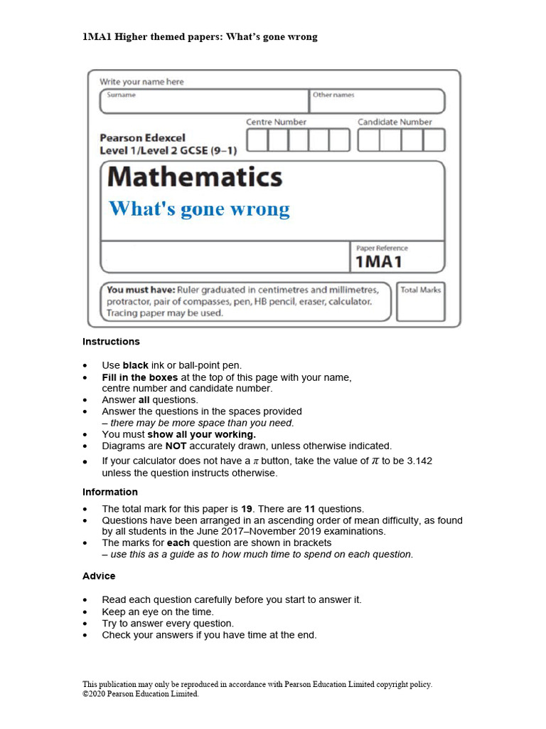 56a What's Gone Wrong - H - Question Paper | PDF