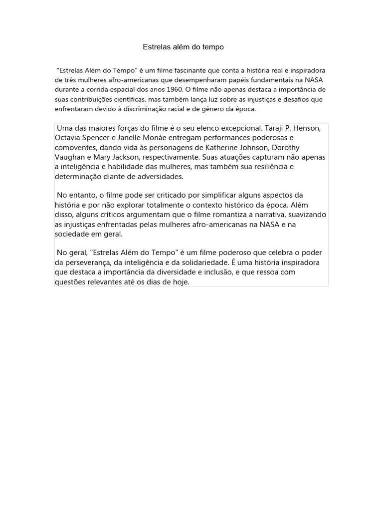 Estrelas Além do Tempo: Mulheres na NASA | PDF | Juvenil