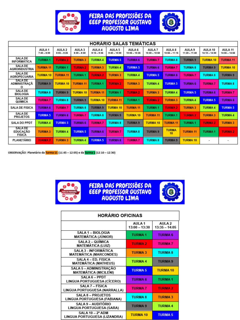 Horário Feira de Profissões 2023 | PDF