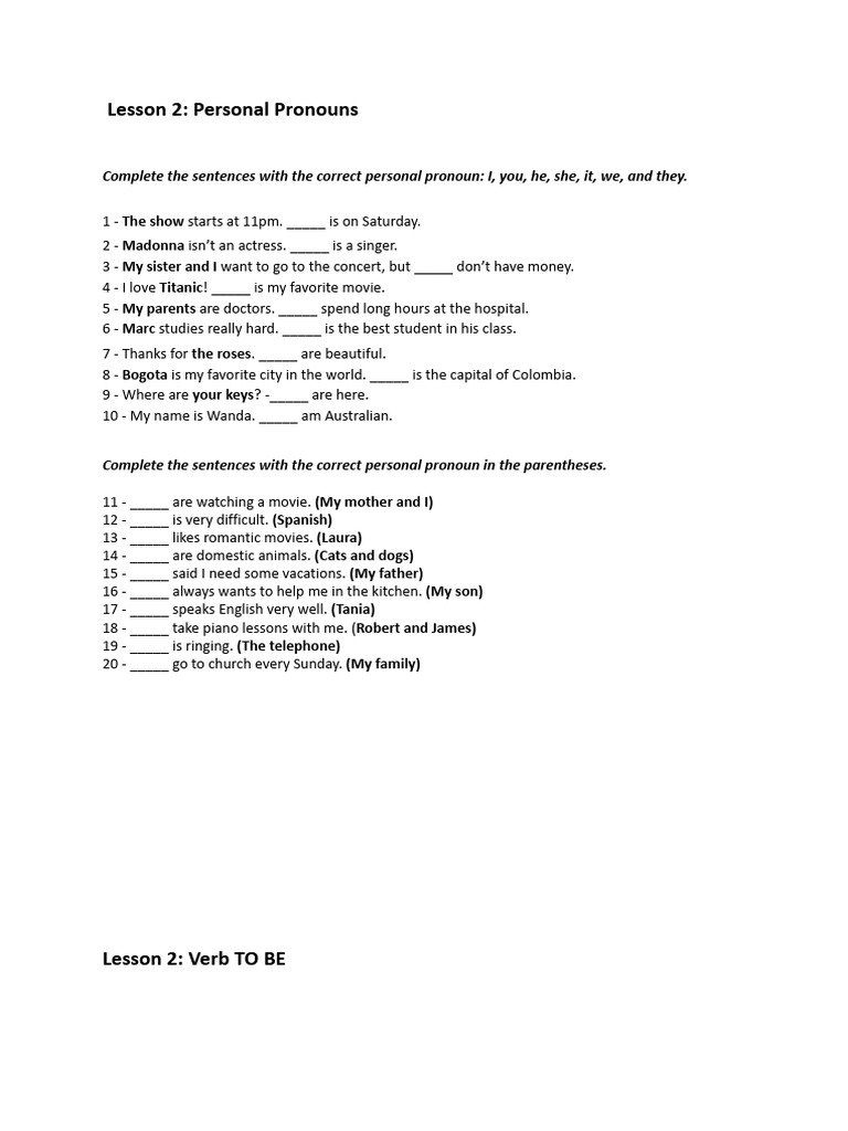 Lesson 2 - Personal Pronouns | PDF | Linguistic Morphology | Languages