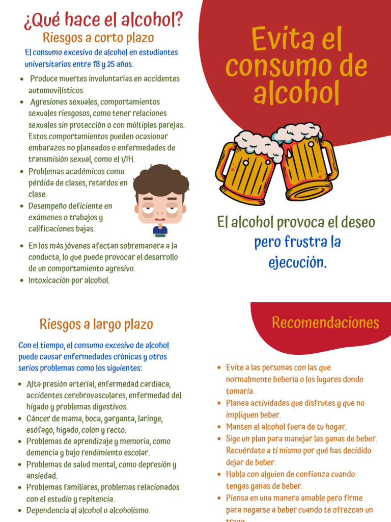 Folleto Evita El Consumo de Alcohol | PDF | Alcoholismo | Medicina CLINICA
