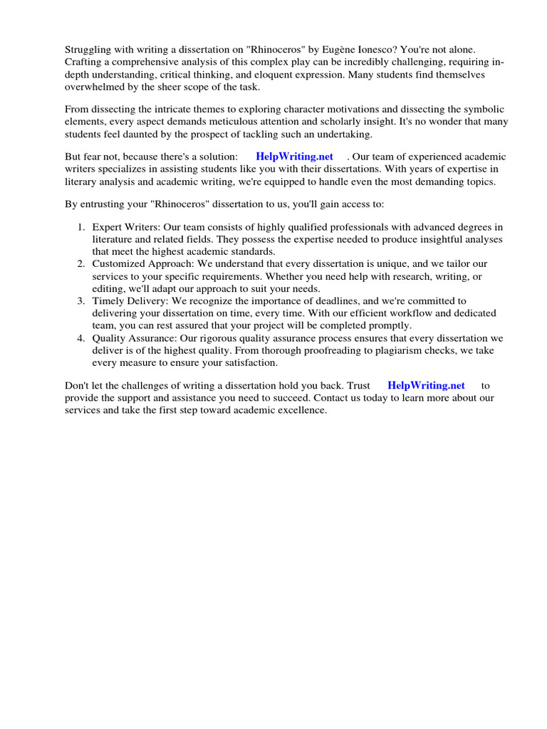 Dissertation Rhinoceros Ionesco Analyse | PDF | Thesis | Http Cookie