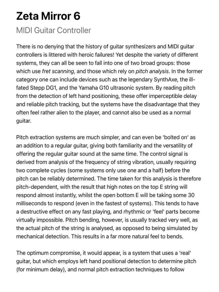 Main - Zeta Mirror 6 (SOS Jun 91) | PDF | Guitars | Musical Instruments