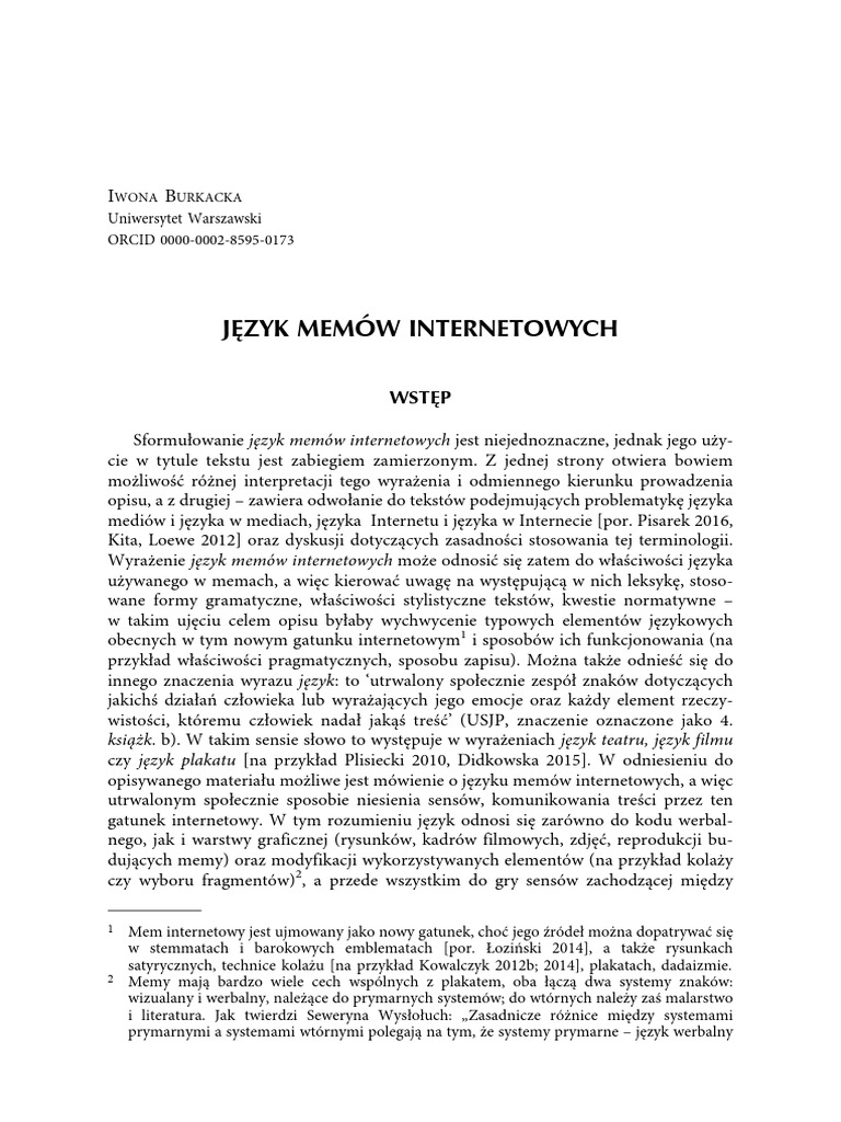 Język Memów Internetowych | PDF