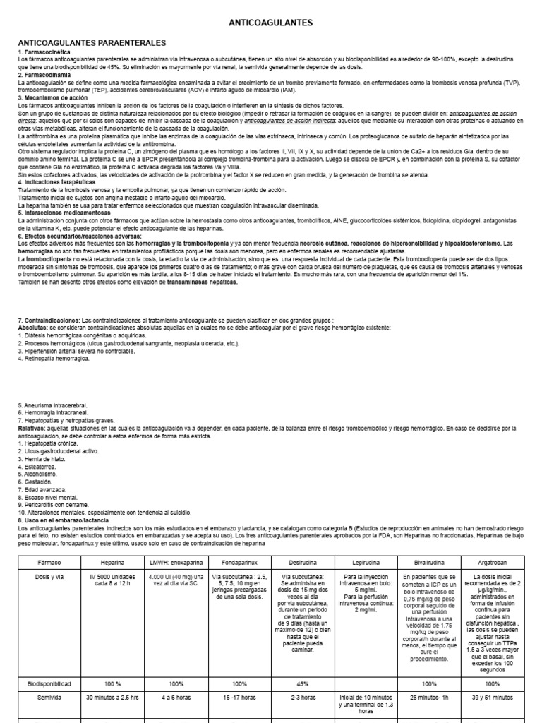 ANTICOAGULANTES | PDF | Medicina | Drogas