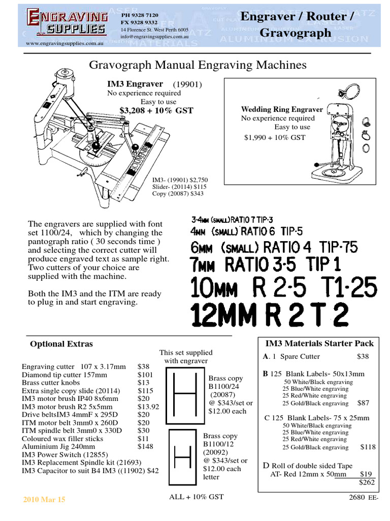 Gravograph IM3 Engraving Machine Kit | PDF | Engraving