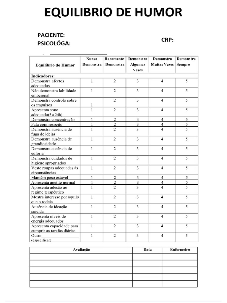Ficha de Avalição de Humor | PDF