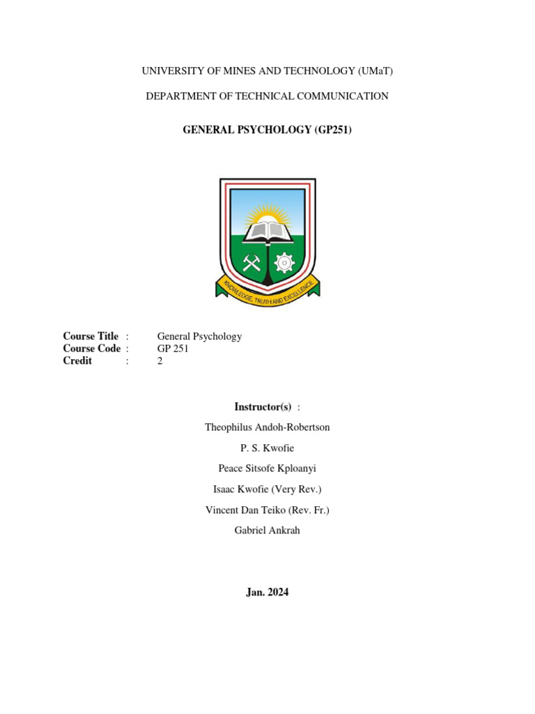 GENERAL Psychology 2024 | PDF | Psychology | Behavioural Sciences