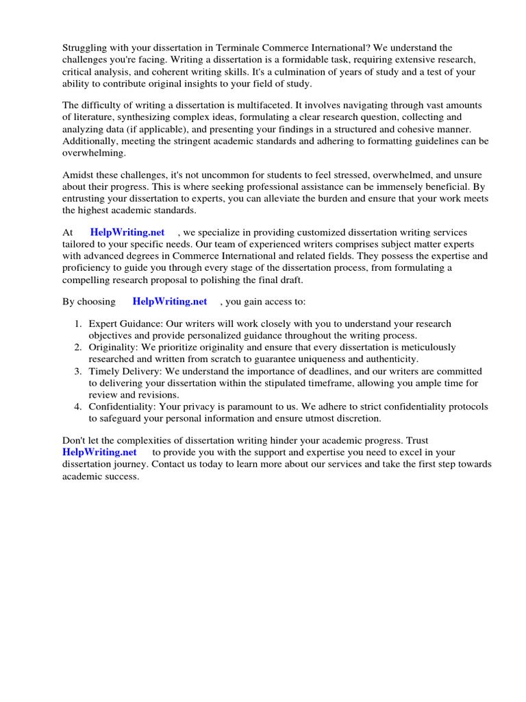 Dissertation Ses Terminale Commerce International | PDF