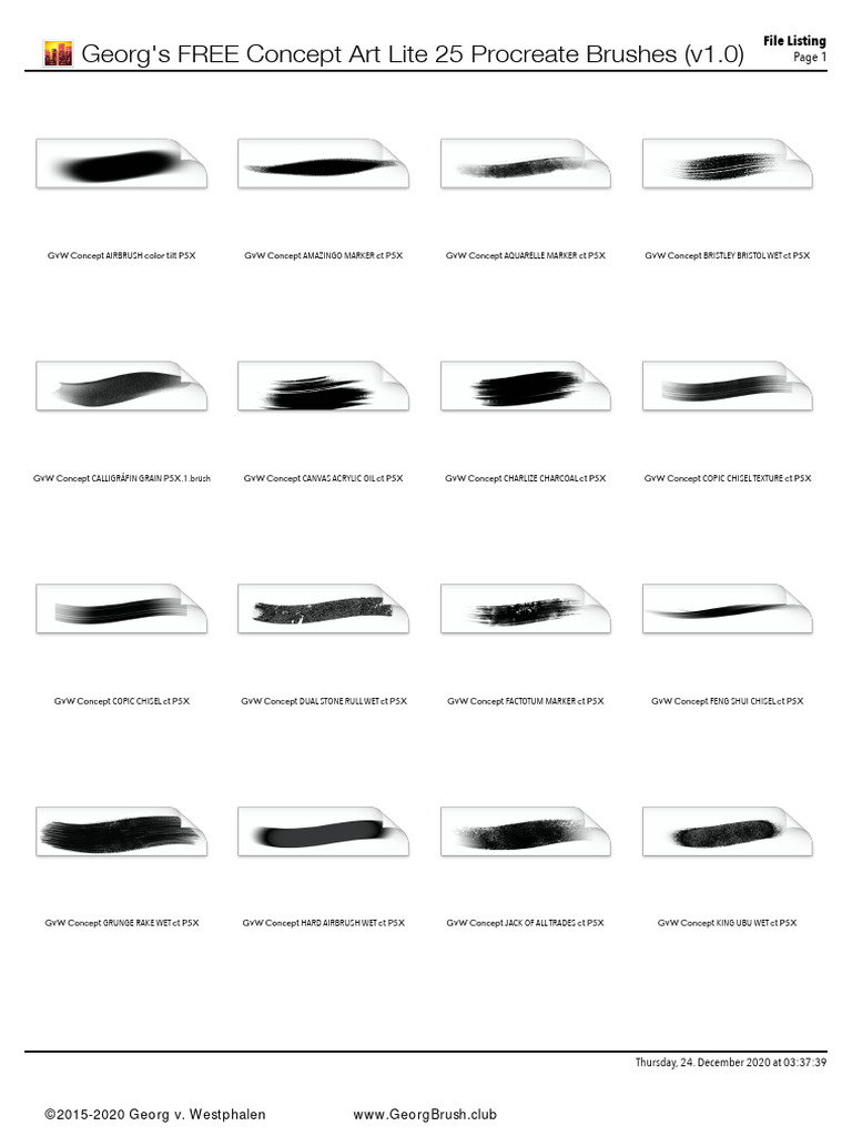 Georg's Free Concept Art Lite 25 Brushes Thumbnails (24dec2020 v1.0) | PDF