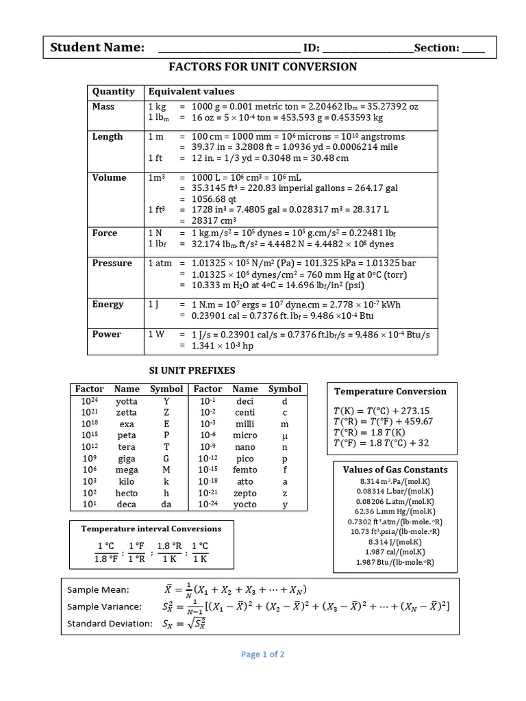Conversion Table | Download Free PDF | Pressure | Metrology