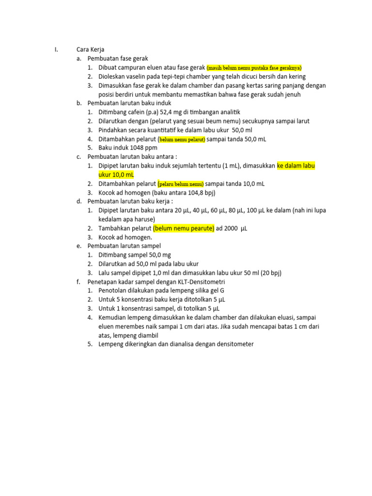 Cara Kerja KLT-Densitometri | PDF