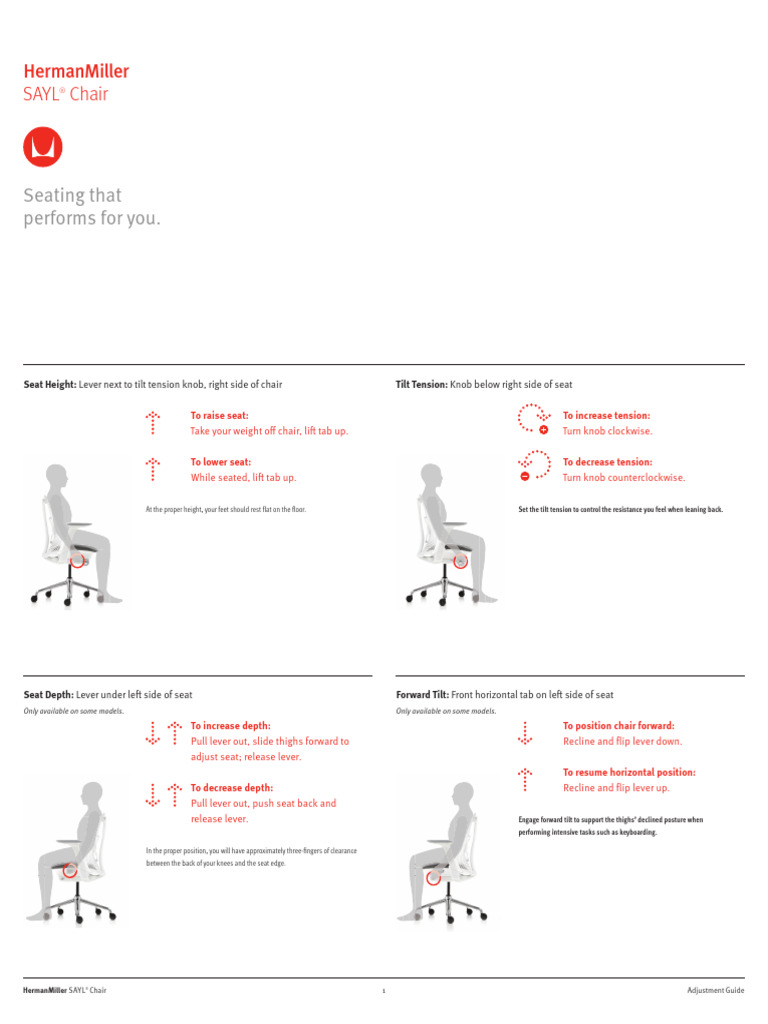SAYL Chairs Adjustment Guide | PDF | Chair