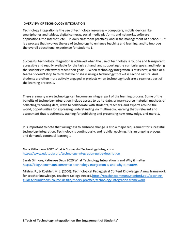 Effective Technology Integration in Education | PDF | Educational ...