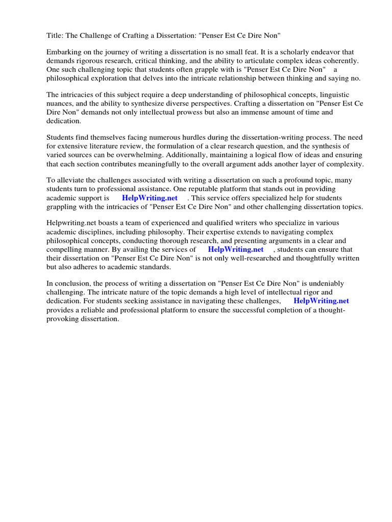 Dissertation Penser Est Ce Dire Non | PDF | Thesis | Doctorate