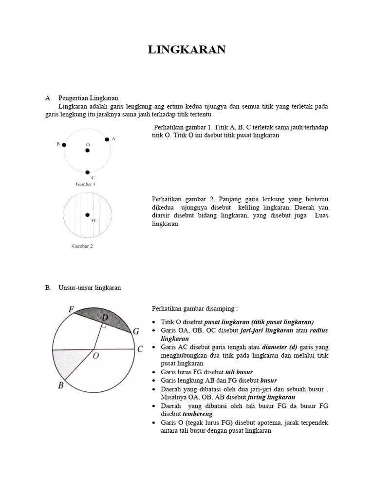Konsep dan Unsur Lingkaran | PDF
