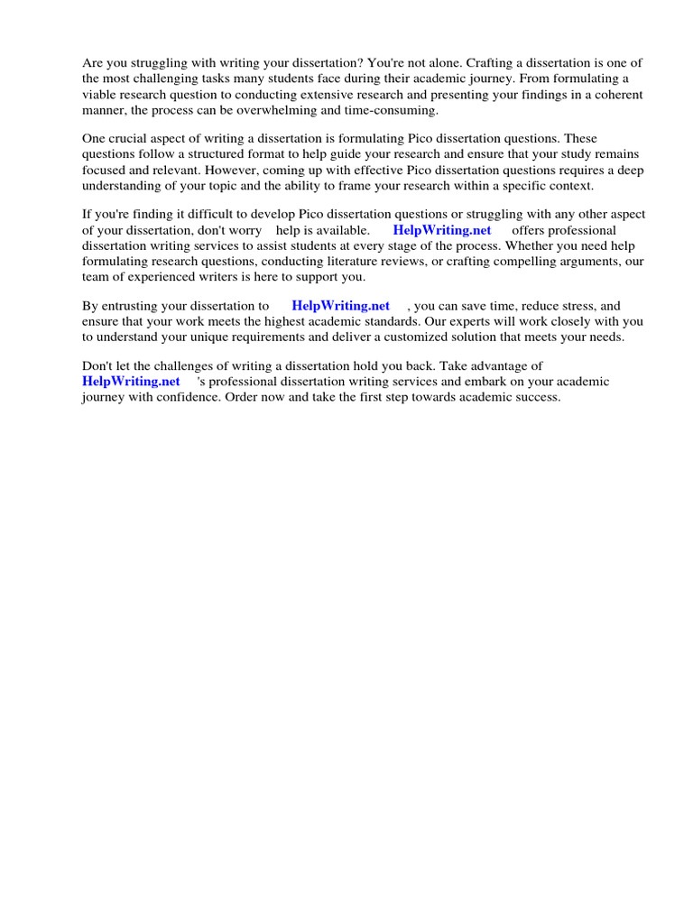 Pico Dissertation Questions | PDF | Evidence Based Medicine | Nursing