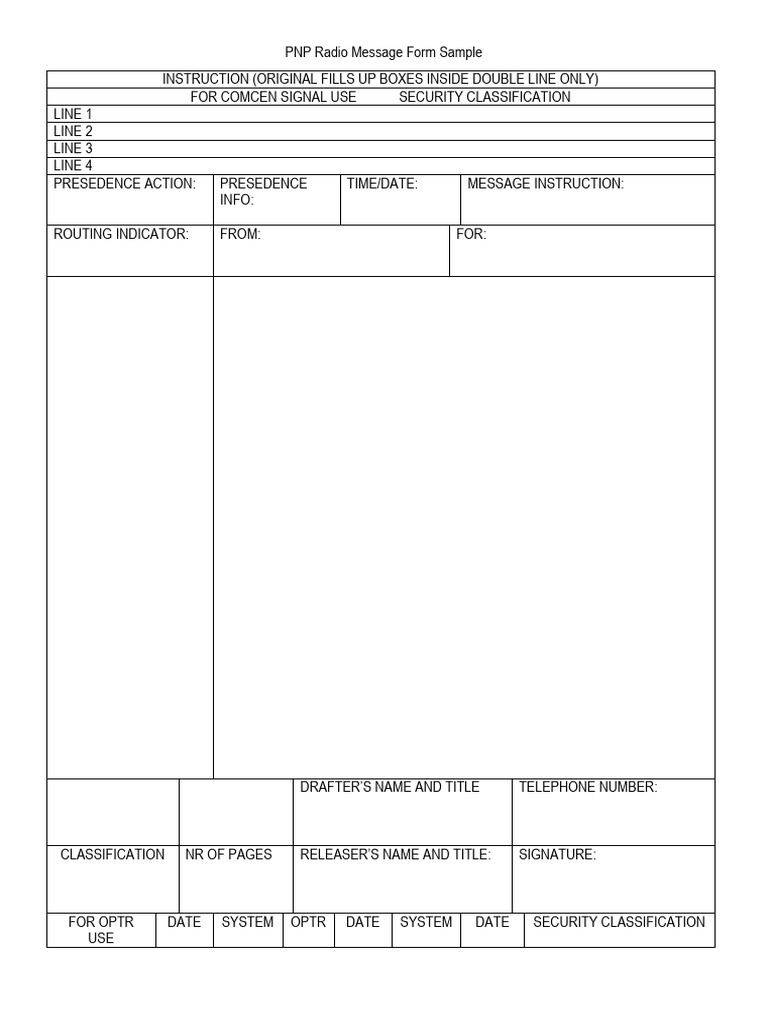 PNP Radio Message Form Sample | PDF | Games & Activities