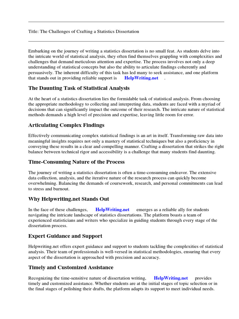 Statistics Dissertation | PDF | Statistics | Thesis