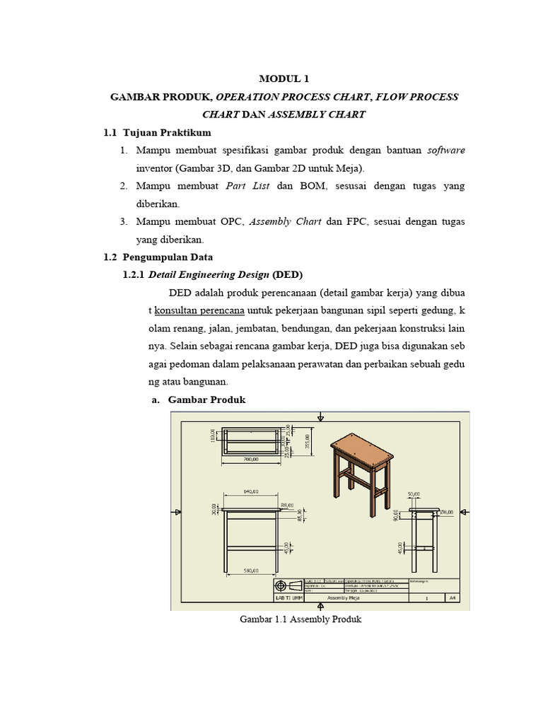 Proses Perakitan Meja Kayu dan OPC | PDF