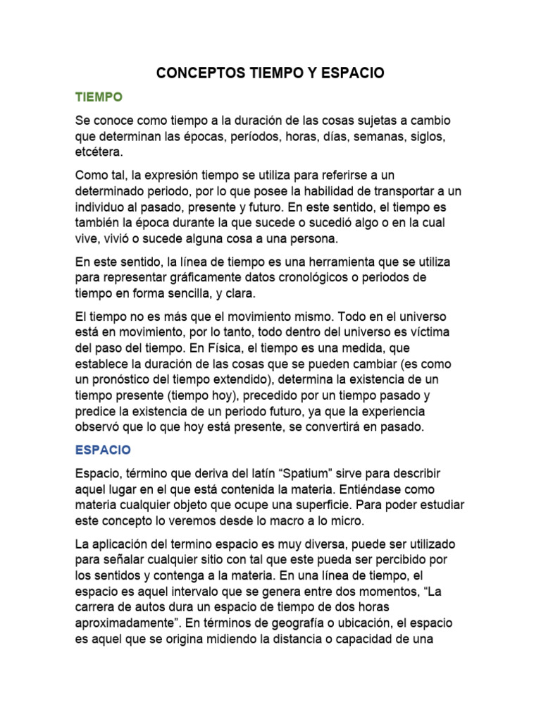 Conceptos de Tiempo y Espacio | PDF
