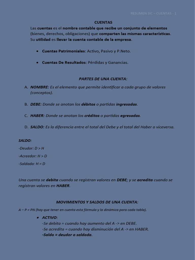 RESÚMEN SIC Cuentas3 | PDF | Contabilidad | Interés