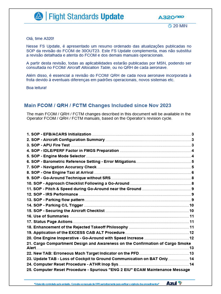 Main Fcom Changes 28nov23 | PDF | Cockpit | Aircraft