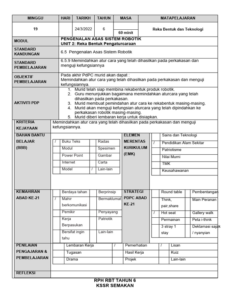 RBT Tahun 6 2022 M19 | PDF