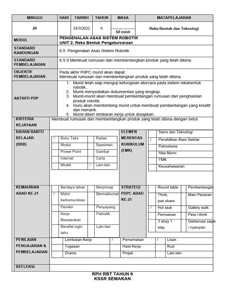 RBT Tahun 6 2022 M20 | PDF